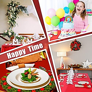 8 Pcs Plastic Red Foil Tablecloth 39 x 108 Inch Metallic Red Table Cloths for Parties Waterproof Tinsel Shiny Red Table Cover for Birthday Wedding Party Anniversary Christmas