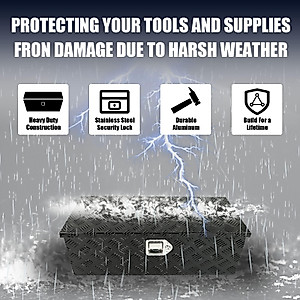 confote 30" Heavy Duty Aluminum Stripes Plated Tool Box Pick Up Truck Bed RV Trailer Toolbox Waterproof Square Storage Organizer with Side Handle, Lock with Keys -30"x 13"x 10"，Black