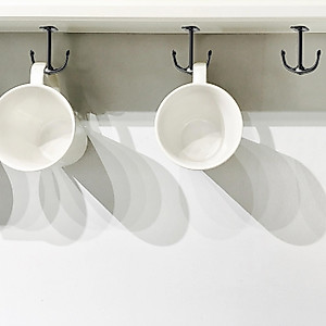 BAMI-LEE House Anchor Shape Zinc Alloy Double Prong Ceiling Hooks, 4-Pack Under Shelf Coat Hooks Hanging Towel Robe Clothes Cap Bathroom Kitchen Cabinet Garage Use (Black)