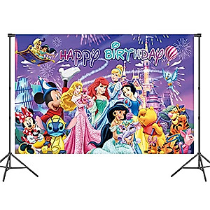 Princess Girls Birthday Backdrop- Purple Princess Theme Photography Background Baby Shower Party Supplies Happy Birthday Decoration Background (6x4FT)