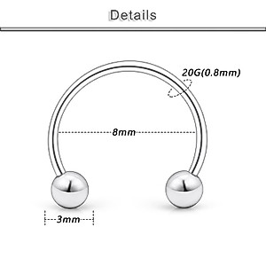 Yaalozei 20G Lip Ring Hoop Piercing Jewelry 20 Gauge Surgical Stainless Steel Septum Nose Hoop Eyebrow Lip Smiley Ring Cartilage Helix Tragus Daith Rook Earring Hoop Piercing Jewelry Men Women Silver