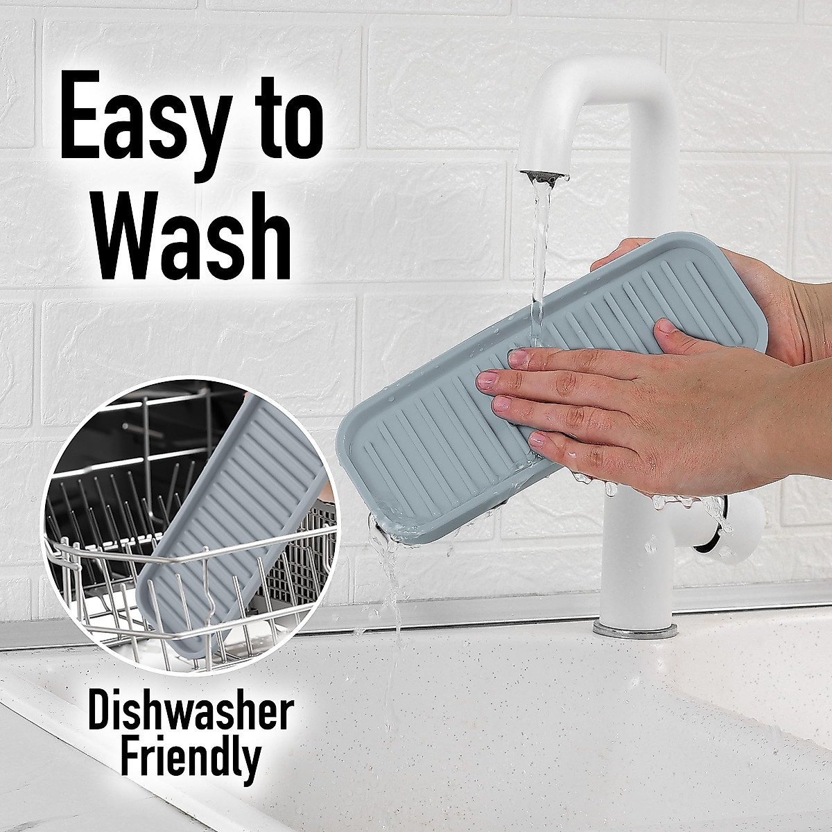 Zulay (9x3.5) Silicone Sponge Holder for Kitchen Sink - Flexible Multipurpose Kitchen Soap Tray Sponge Holder - Sink Organizer Tray for Kitchen, Bathroom, Makeup, Trinkets & More (Gray)