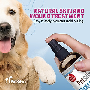 PetSilver Wound & Skin Spray - Chelated Silver, Superior to Colloidal Silver - Dog Wound Spray, Hot Spot, Allergy Relief for Dogs, Itch Spray for Cats - Natural Skin Soother - Made in USA - 8 fl oz
