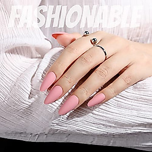 Press on Nails, FANDAMEI 12 Packs 288PCS Matte Acrylic Medium Almond Short Stiletto Fake Nails Full Cover with 10g Nail Glue, 12 Solid Color False Nails for Nail Art DIY