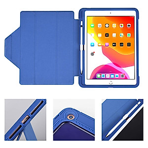 TopEsct Kids Case for iPad 9th/8th/7th Generation, Protective Case with Pencil Holder, Premium Silicone Shockproof Smart Cover Auto Wake/Sleep(Blue)