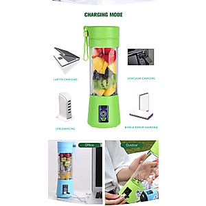 Generic 380ml Portable Mini Blender, Blue, 13 OZ for Travel Blender On the Go/ 2000mAh, USB Rechargeable Home/Office/Outdoor with Six Blades in 3D