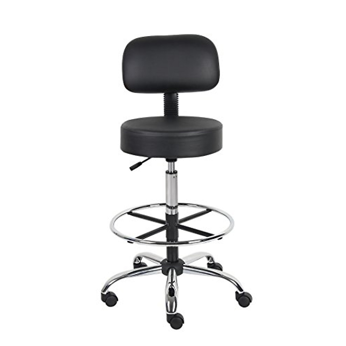 Boss Office Products B16245-BK Be Well Medical Spa Drafting Stool with Back, Black