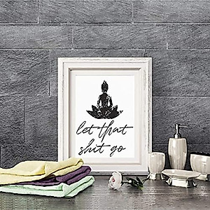 OMCCXO Funny Bathroom Sign Canvas Prints and Poster Let That Shit Go Quote Bathroom Art for Men Painting Wall Picture Bathroom Decor 16x20inch(40x50cm)