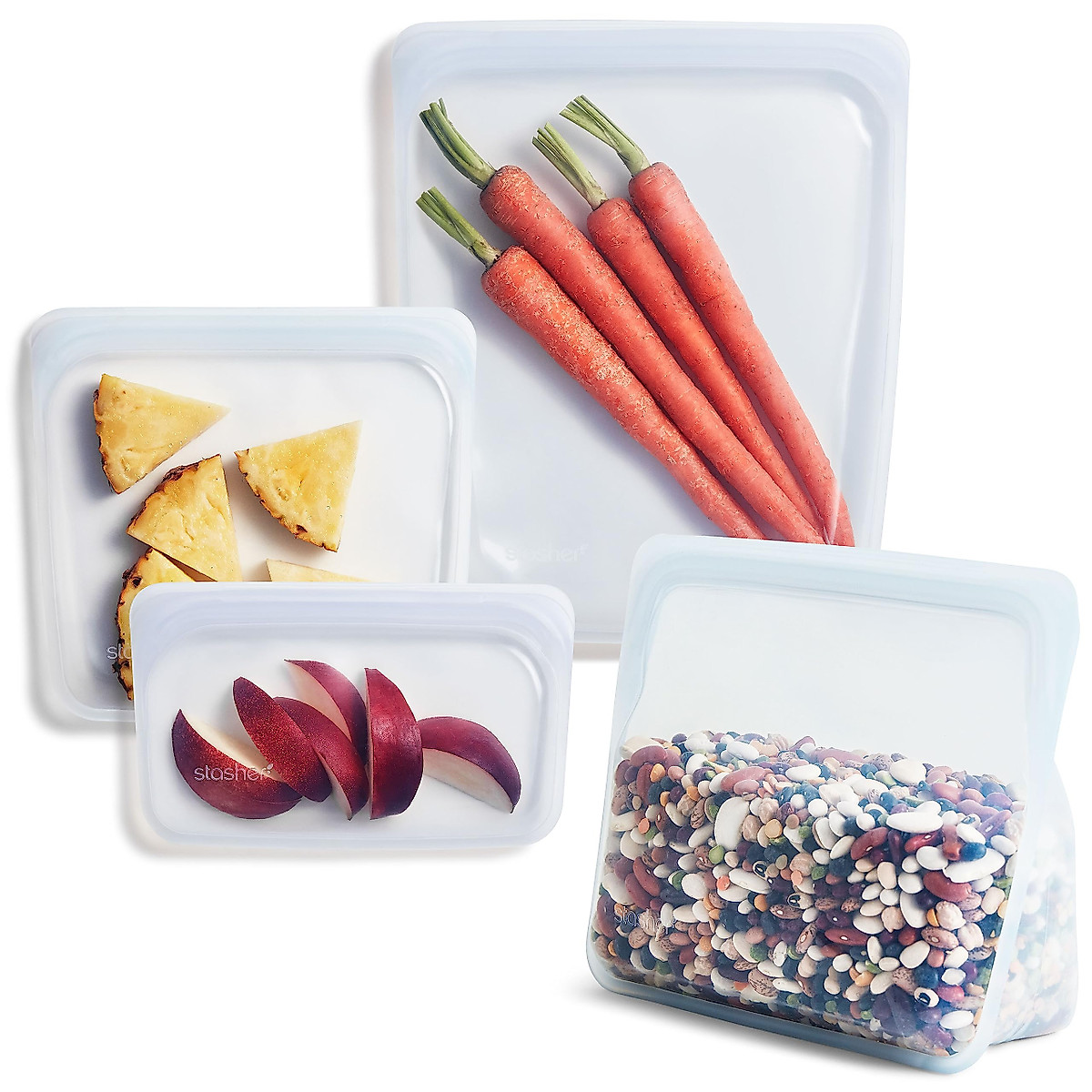 Stasher Reusable Silicone Storage Bag, Food Storage Container, Microwave and Dishwasher Safe, Leak-free & Reusable Silicone Storage Bag, Food Storage Container, Microwave