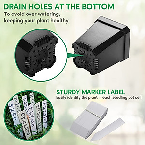 24 Sets 3 Inch Square Plant Nursery Pots with Humidity Domes Clear Lids Plant Labels, Seeds Starter Pot Planter Containers for Planting Seedlings