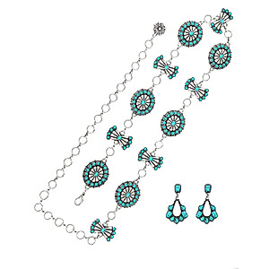 TOPACC Turquoise Concho Chain Belts for Women Western Cute Boho Teal Metal Cowgirl Country Concert Belt for Dresses Jeans