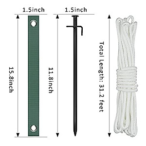 Heavy Duty Steel Tree Stake Kits,Tree Staking and Supports Kits for Young Trees Against Bad Weather, Include 3 PCS Tree Straps for Staking, 3 PCS 11.8 Inch Tree Stakes and 31.2 Feet Rope for Anchoring