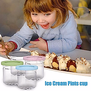 EVANEM 2/4/6PCS Creami Pints, for Ninja Pints,16 OZ Ice Cream Containers with Lids Bpa-Free,Dishwasher Safe Compatible NC301 NC300 NC299AMZ Series Ice Cream Maker,Gray-2PCS