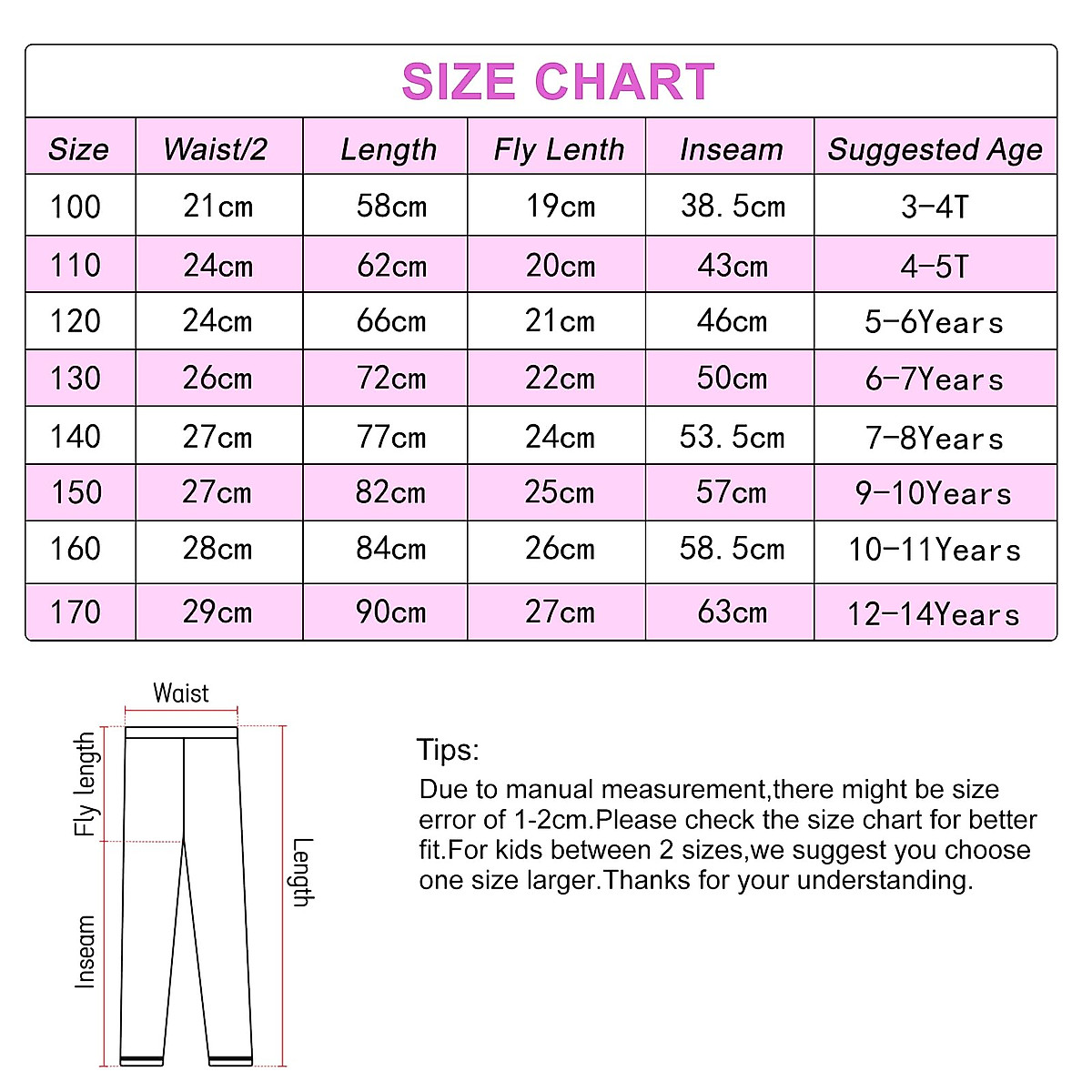 Witwot Girls Fleece Lined Leggings Winter Pants Warm Toddler Kids Thermal Leggings 4-5T Pink