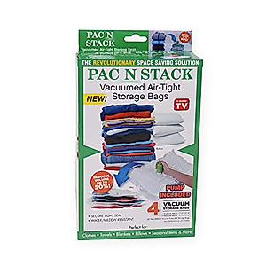 PAC 'N STACK Handheld Vacuum Sealing Storage with Bags, 4 Pack, Original Version, 4 Count
