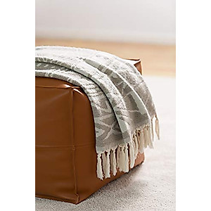 Hofdeco Modern Boho Decorative Throw Blanket with Fringe for Couch Sofa, Cozy Woven Knit, Khaki Boho Tribe Geo, 55"x60"