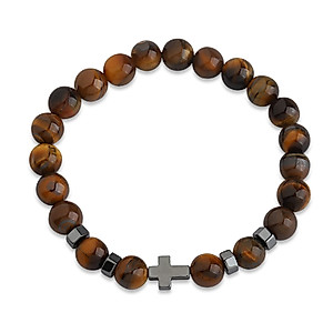 BNQL Godfather Gift Bracelet Godfather Cross Charm Natural Stone Bracelet Godfather Thank You Gift from Godchild Godfather Jewelry (godfather bracelet)