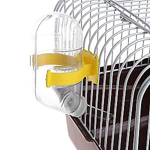 Pet Hamster Cage with Running Wheel Water Bottle Food Basin Portable Carrier House Mice Home Habitat for Going Out, Traveling (Coffee)