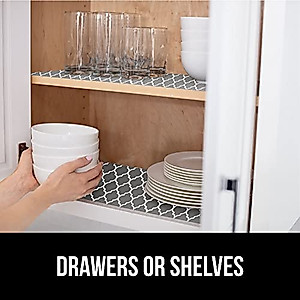 Gorilla Grip Drawer and Shelf Liner for Cabinet, Slip Resistant Non Adhesive Protection for Kitchen, BPA Free Smooth Surface Plastic Liners for Cabinets, Bathroom Cupboard Drawers, 12x20, White Gray