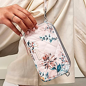 Vera Bradley Women's Performance Twill All in One Crossbody Purse With RFID Protection, Peach Blossom Bouquet, One Size