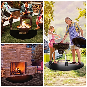 24'' x 42'' Upgraded Thickened Fireplace Mat, Half Round Fire Resistant Mat, Fireproof Rug Retardant Hearth Pad for Fireplace Wood Stove, Protect Floor from Sparks Embers Indoor Outdoor