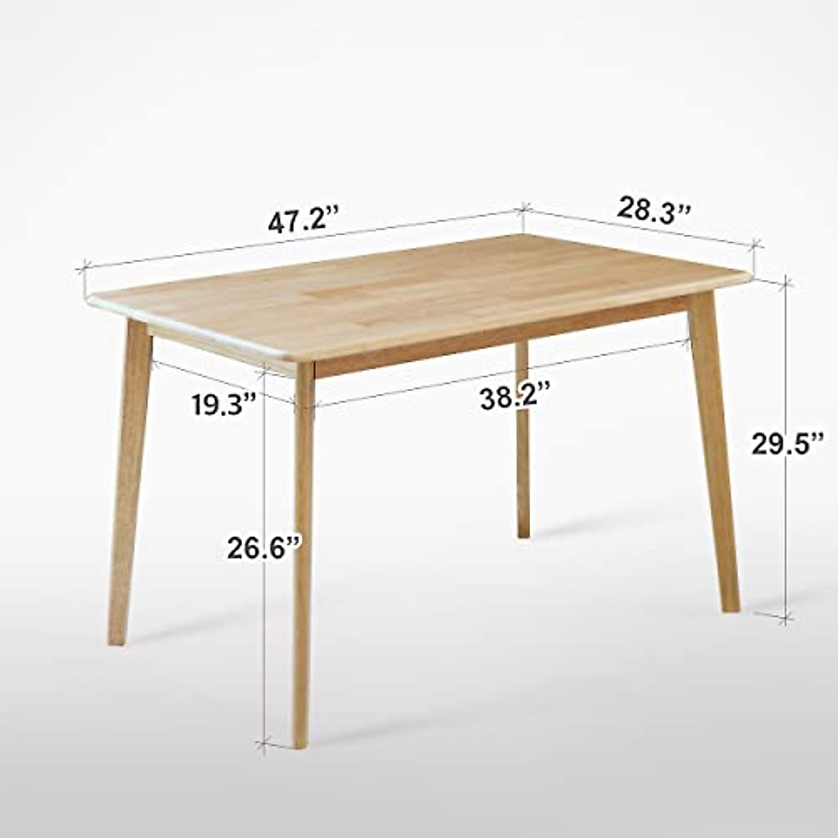 Livinia 5-Piece Dining Table Set, Canberra 47.2" Table (Natural-Oak) Cabin Chair (Natural) Set for Four