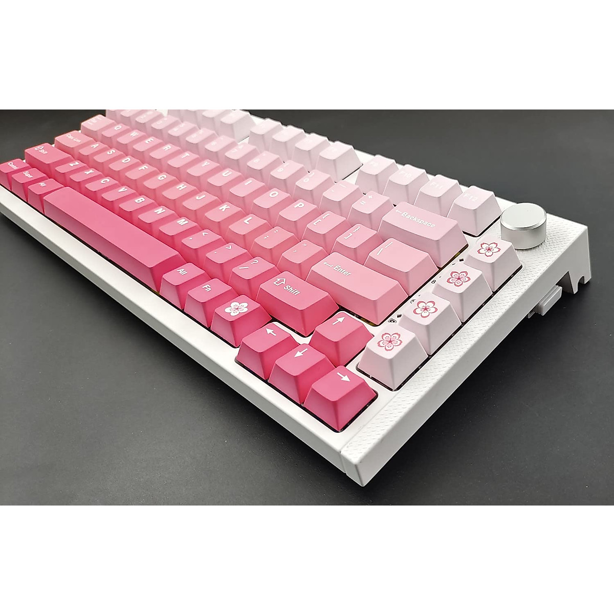 Benemate Peach Blossom Wonderland Upgraded Gradient Keys, 108 Keycap + 30 Keycap Set, Dye-Sublimation PBT Custom Keycaps for DIY Mechanical Gaming Keyboards