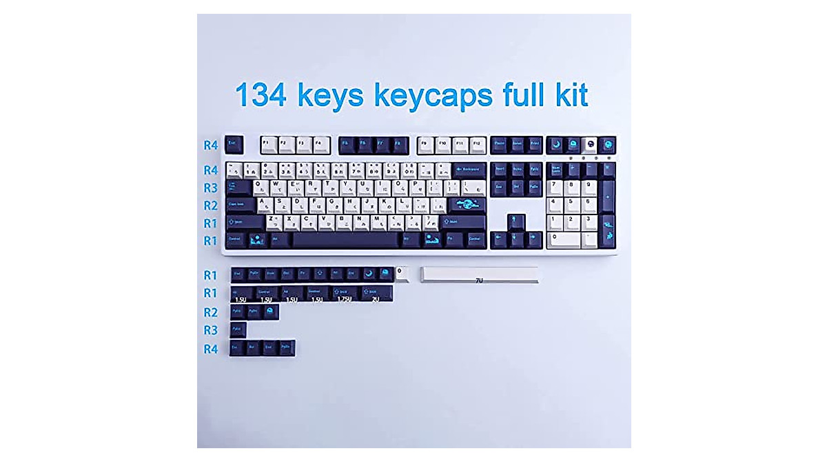 JOMKIZ 134 Keys Blue Moon Keycaps for Mechanical Keyboards