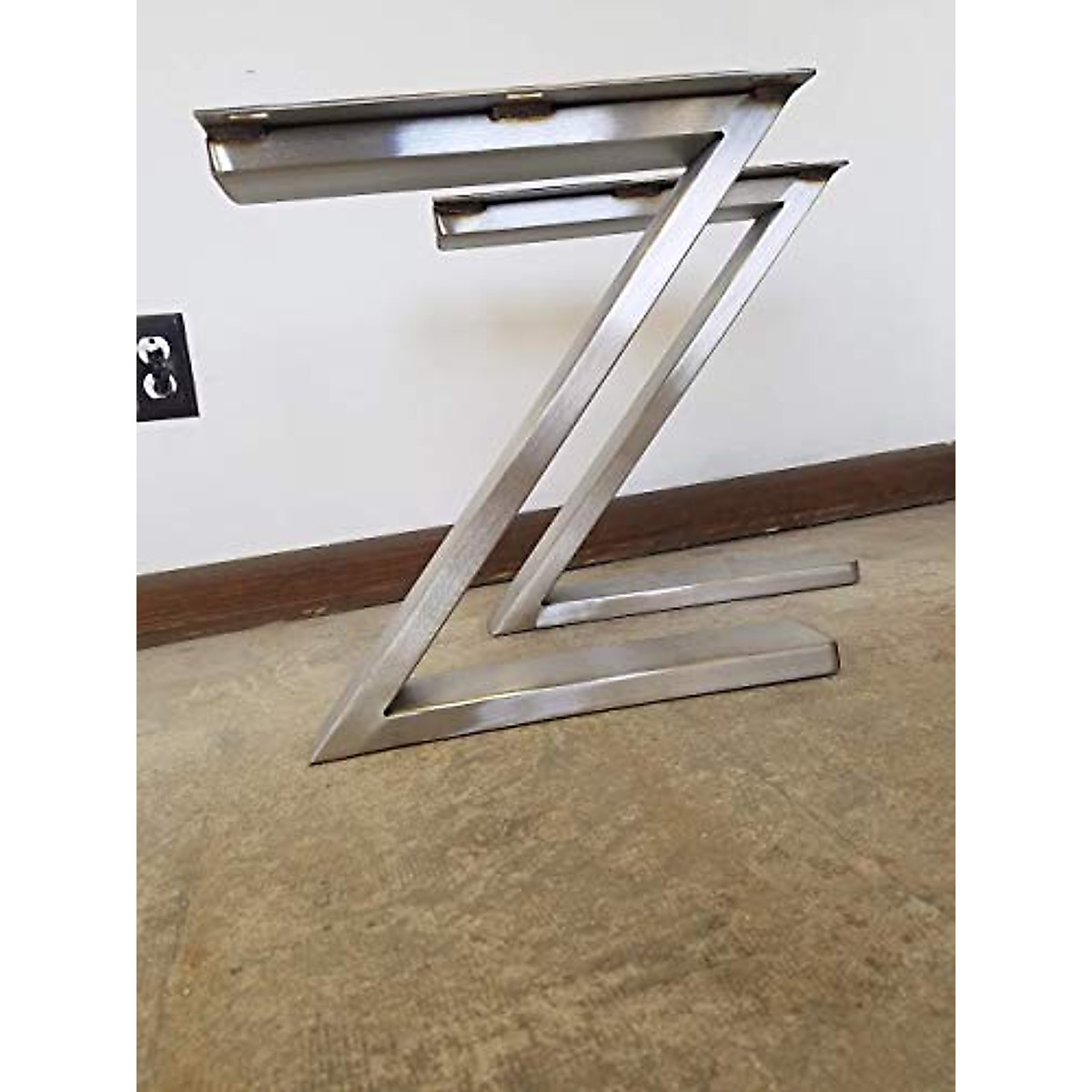 Brushed Stainless Table Legs, Z-Shaped - Any Size