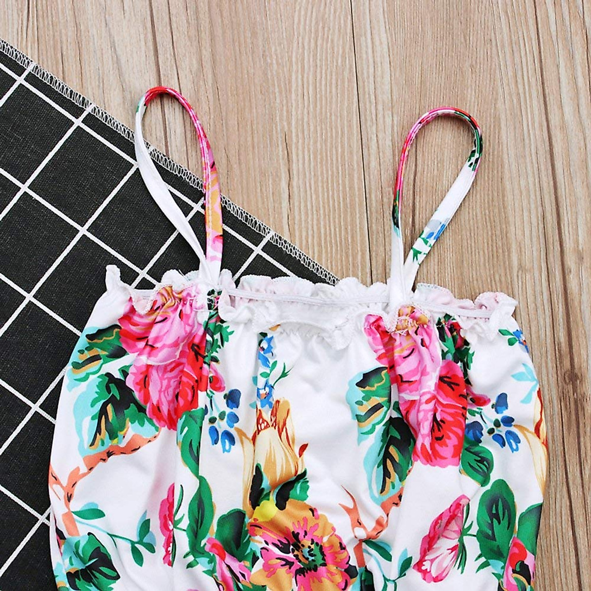 Noubeau Toddler Girls Kids Jumpsuit Girl One Piece Sleeveless Floral Playsuit Strap Romper Summer Outfits Clothes