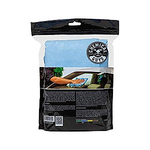 Chemical Guys MICBLUE03 Workhorse Professional Microfiber Towel, Blue (Safe for Car Wash, Home Cleaning & Pet Drying Cloths) 16" x 16", Pack of 3