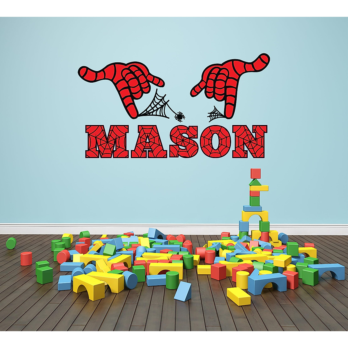 Custom Name Wall Decal - Kids Name Wall Decor - Sipider Theme Name Wall Sticker - Wall Decal for Boys Bedroom Room