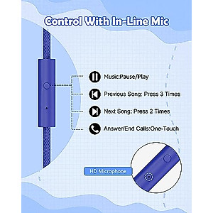 ADOOPE Kids Headphones Wired Kids Headphones for School/Travel/Home, Kindle, Mac, Tablet, iPad, 3.5mm Headphone Jack, Blue Kids Headphones with Microphone