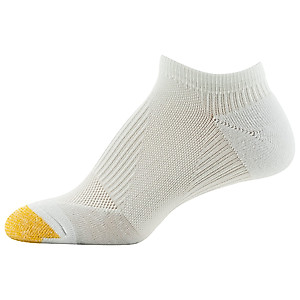 GOLDTOE Women's Cross Arch No Show Socks, 6-Pairs, White, Medium