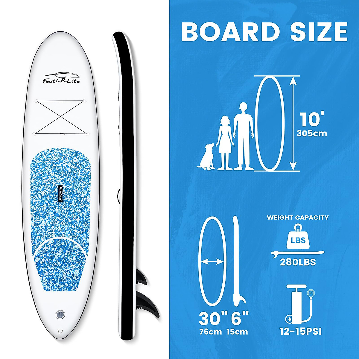 FEATH-R-LITE Inflatable Stand Up Paddle Board 10'x30''x6'' Ultra-Light (16.7lbs) SUP with Paddleboard Accessories