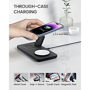 Wireless Charging Pad, GEEKERA 3 in 1 Magnetic Wireless Charger, Mag Safe Charging Station for iPhone 14/13/12 Pro Max/Pro/Mini, Apple Watch Ultra/SE/8/7/6/5/4/3/2, AirPods Pro/3