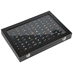 Bivisen Ring Display Case Organizer Box with Transparent Lid, 100 Slots Ring Storage Display Box Case Tray Holder PU Leather Black