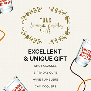 Grateful, Thankful,Blessed Thanksgiving Shot Glasses - Set of 12 Glass Turkey Day Holiday Drinkware - Fall Decor Drink Accessories with Double-Sided Prints - Novelty Home & Friends Giving