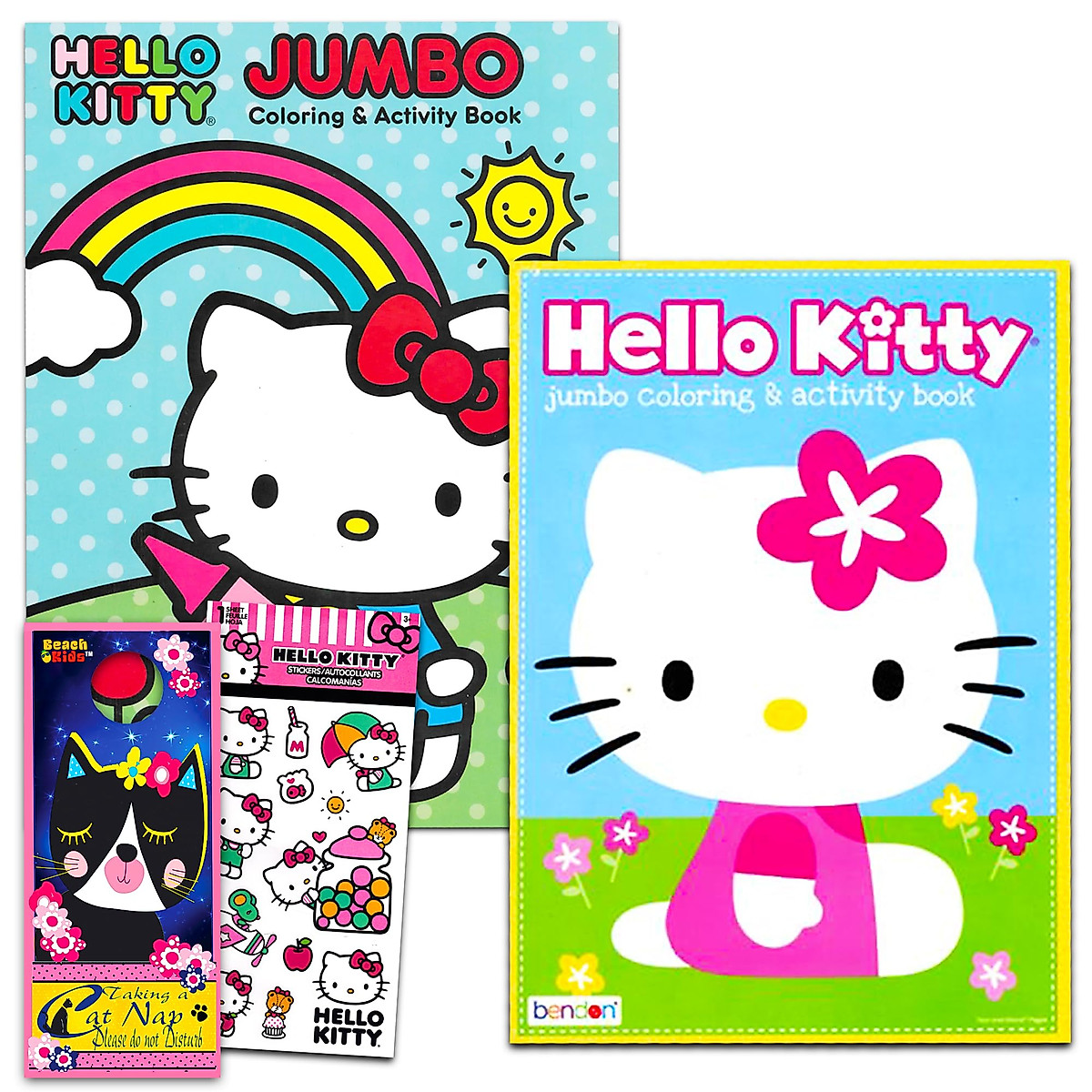 HUB Studios Hello Kitty Coloring Book and Stickers Super Set~ Hello Kitty Coloring Book with Hello Kitty Stickers & Specialty Door Hanger