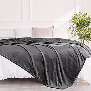 RECYCO Large Fleece Queen Size Blanket 90x90 Inch, Super Soft Queen Blanket for Bed, Lightweight Fuzzy Cozy Warm Dark Grey Queen Blanket for All Season
