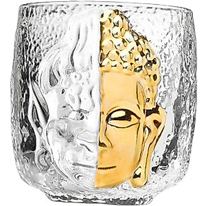 LNGODEHO Buddha and Devil Pattern Wine Glass Champagne Cup Coffee Mug Kungfu Tea Cup for Personalized Crystal Drinking Cup for Wine Vodka (Outline in Gold)
