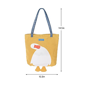 KKC HOME ACCENTS Duck Canvas Tote Bag Cute Aesthetic School Shoulder Bag Reusable Grocery Shopping Bags for Women Teacher Mother as Gifts Washable