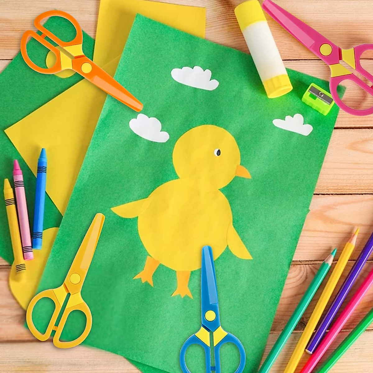 LOVESTOWN 5 PCS Pre-School Training Scissors, Plastic Safety Scissors Child-Safe Scissors Toddler Scissors Age 3 for Toddler Arts and Crafts