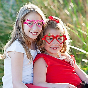 HOWAF Valentine's Day Party Favors for Kids, 27 Pack Paper Valentine Glasses Photo Props Valentines Decoration Costume Party Glasses Frame for Kids Valentines Gift Bulk Toys for Teacher Prizes