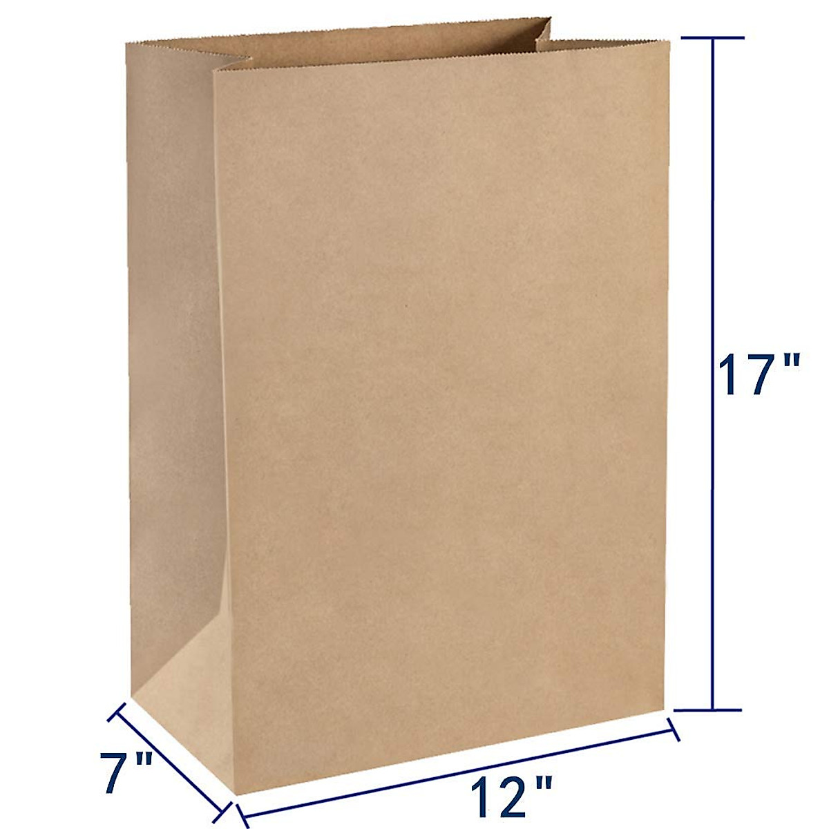 BagDream Grocery Bags 12x7x17 Inches 100Pcs Heavy Duty Kraft Brown Paper Grocery Bags Durable Kraft Paper Bags, Paper Barrel Sack Bags, 100% Recycled Kraft Paper Gift Bags Bulk