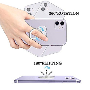 SENHAI 6 Pcs Transparent Mobile Phone Ring Holder, Round and Heart-Shaped 360 Degree Rotating Universal Ring Buckle Grip Stand for Smartphones, Tablets