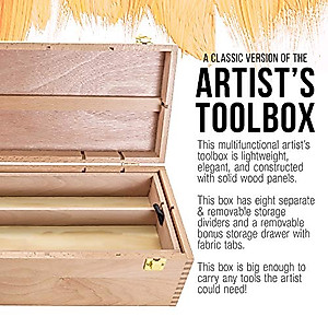US Art Supply Artist Wood Pastel, Pen, Marker Storage Box with Drawer(s) (Large Tool Box)