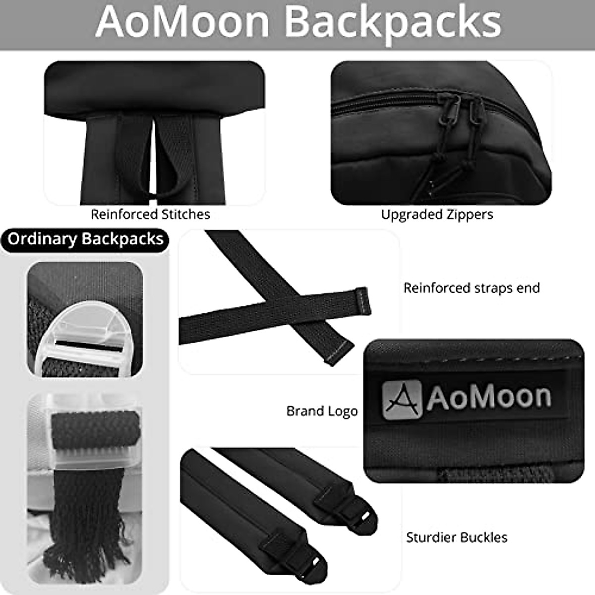 AoMoon Kawaii Backpack Lovely Pastel Rucksack for Teen Girls Aesthetic Student Bookbags with Kawaii Pin and Cute Accessories (Black-C) One Size