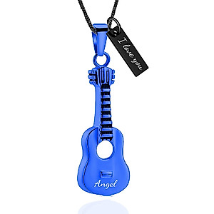 Yinplsmemory Cremation Jewelry for Ashes Guitar Urn Necklace for Ashes Customize Stainless Steel Memorial Pendant Keepsake Urn-Customize Available