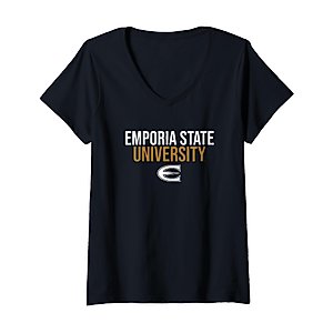 Womens Emporia State University ESU Hornets Stacked V-Neck T-Shirt